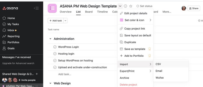 Corporate Website Project Management ASANA Template - Etsy
