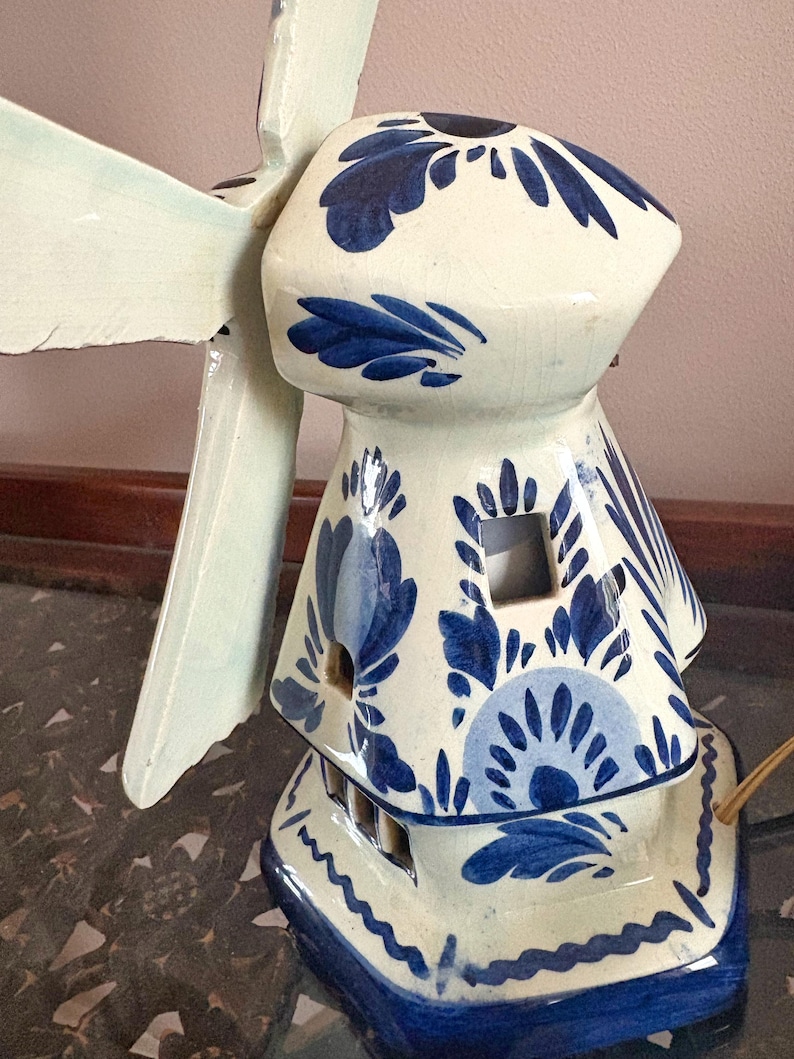 Delft Blue Windmill Lamp, From the 1800s, in Great Condition From ...