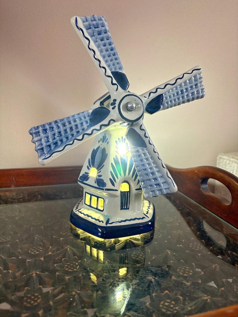 Delft Blue Windmill Lamp, From the 1800s, in Great Condition From ...