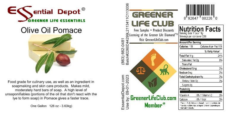 Olive Oil Pomace Grade Finest Quality 1 Gallon Food Safe - Etsy