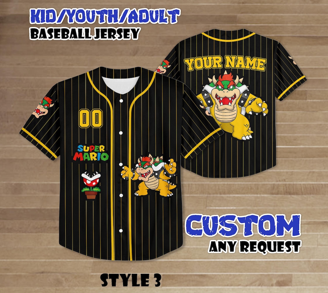 Custom Bowser Baseball Jersey, Super Mario Team Outfit, Baseball Gift ...