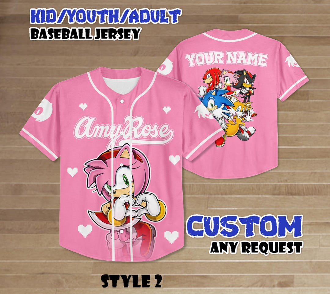 Custom Sonic the Hedgehog Amy Rose Baseball Jersey, Sonic Birthday Gift ...