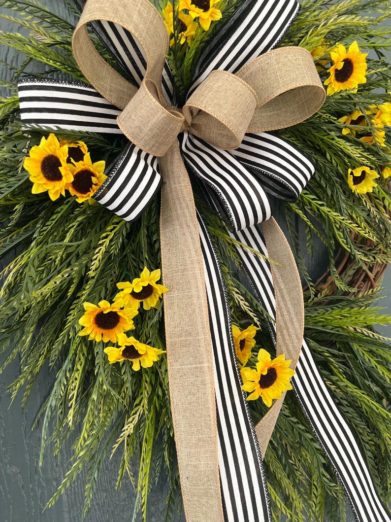 Colorful Spring Sunflower Front Door Decor Wreath, Cascading Entryway ...