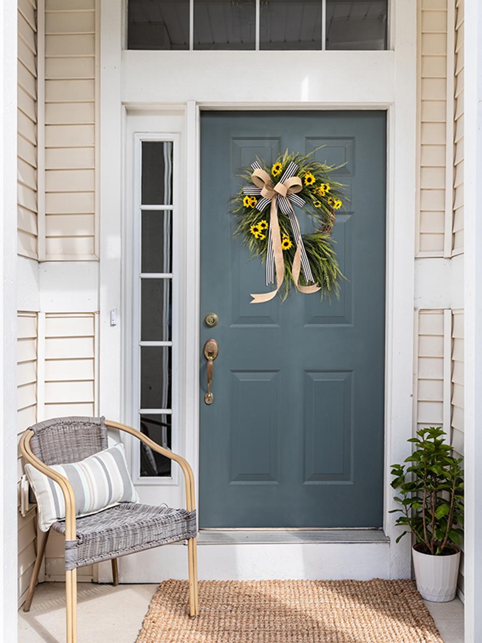 Colorful Spring Sunflower Front Door Decor Wreath, Cascading Entryway ...