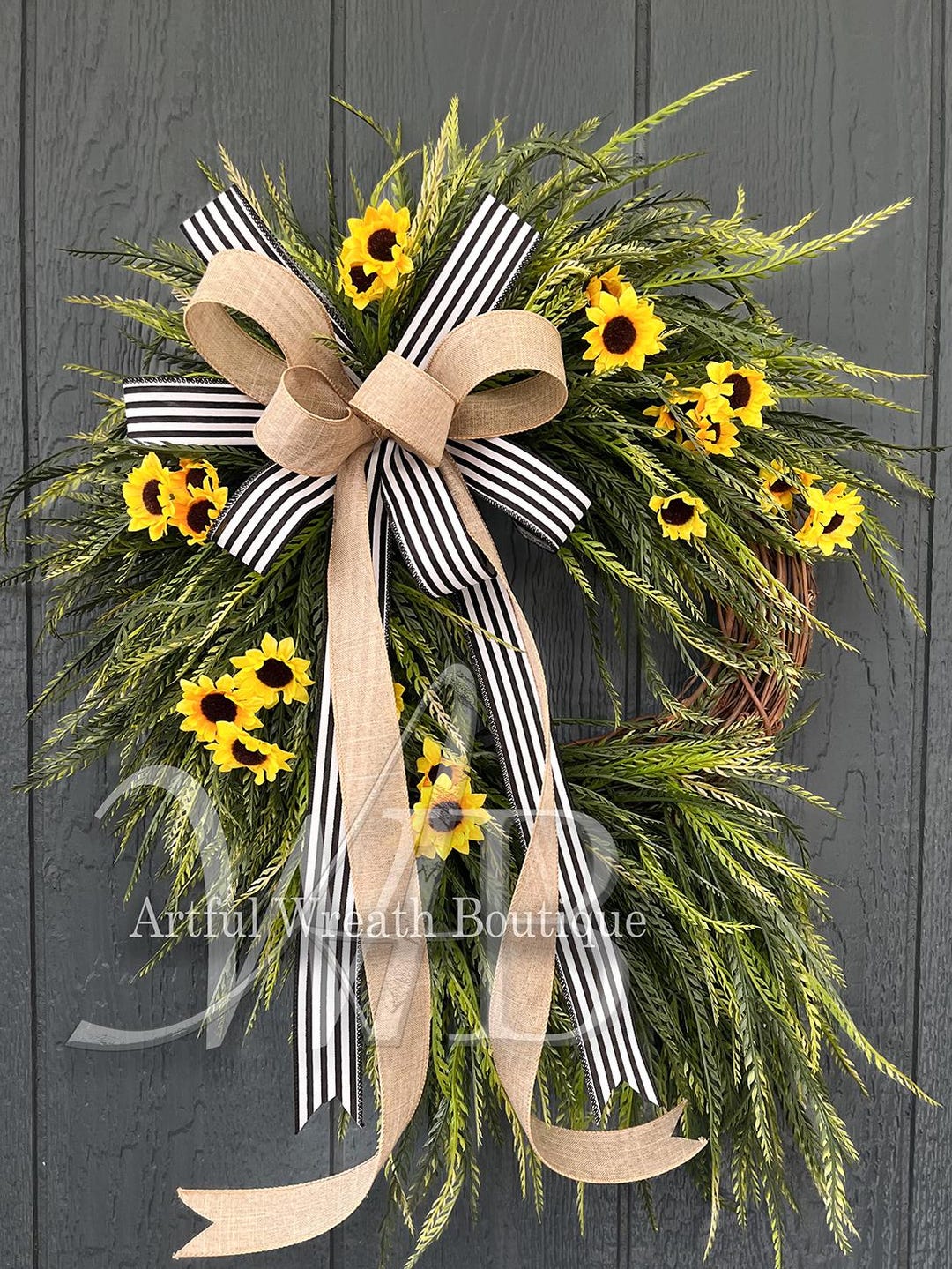 Colorful Spring Sunflower Front Door Decor Wreath, Cascading Entryway ...