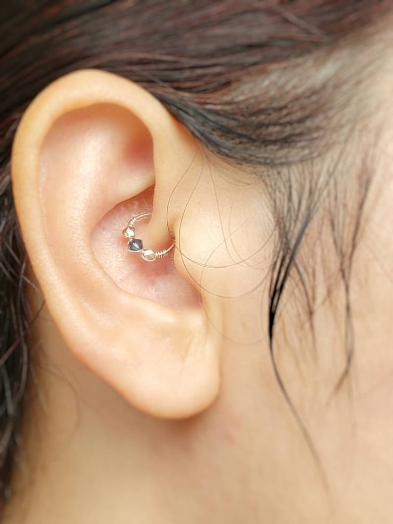 Sterling Silver Daith Ring - Faux Daith Earring - Daith Ring - Faux ...