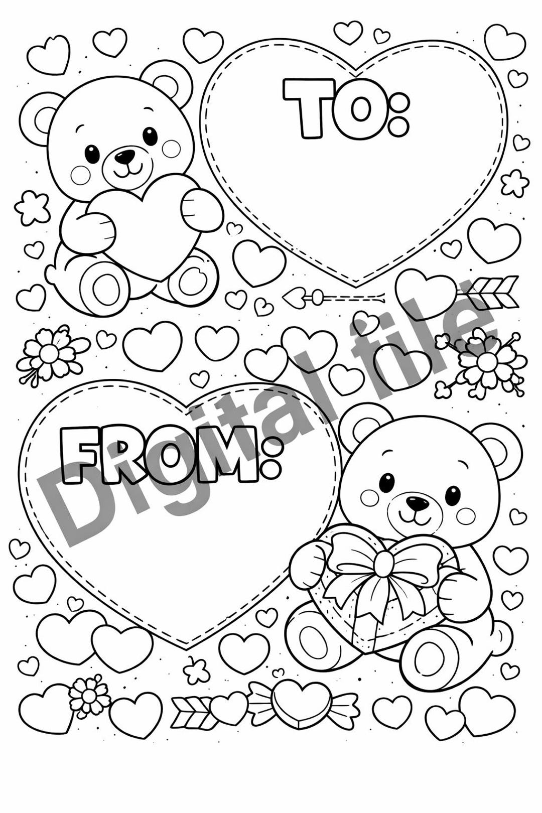 Valentines Coloring Page — Digital Download - Etsy