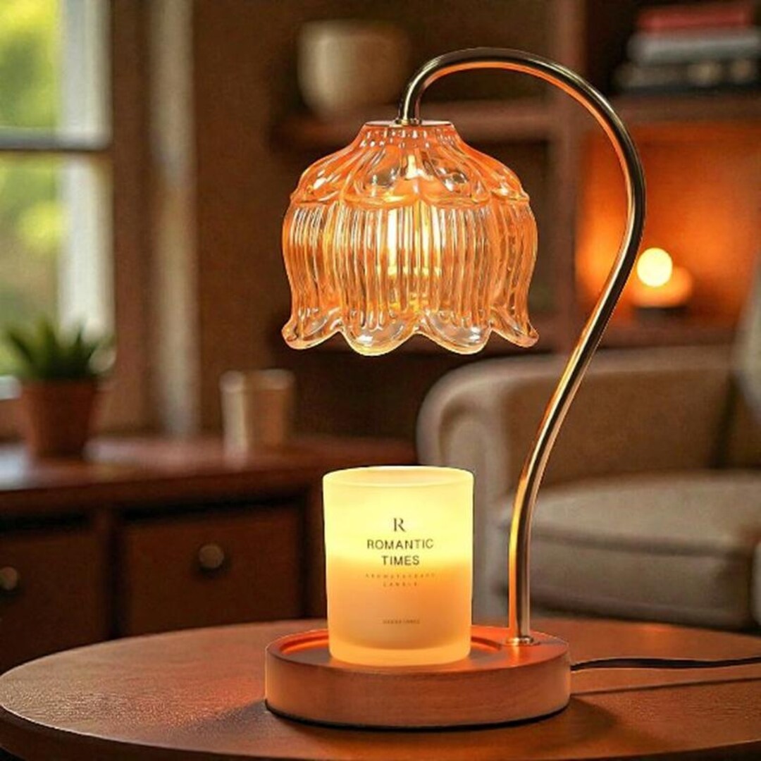 Modern Wooden Lamp – Cozy Scandinavian Bedside Light, Ambient Candle ...