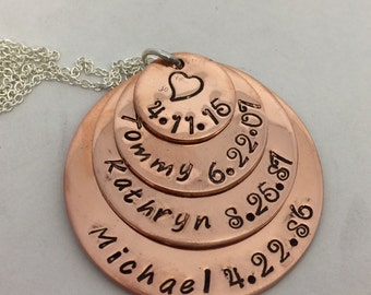Mom Copper Cuff Bracelet With Kids' Names & Birthdates - Etsy