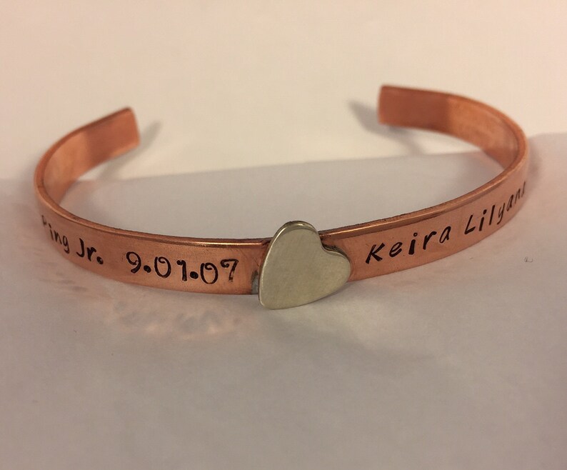 Mom Copper Cuff Bracelet With Kids' Names & Birthdates - Etsy