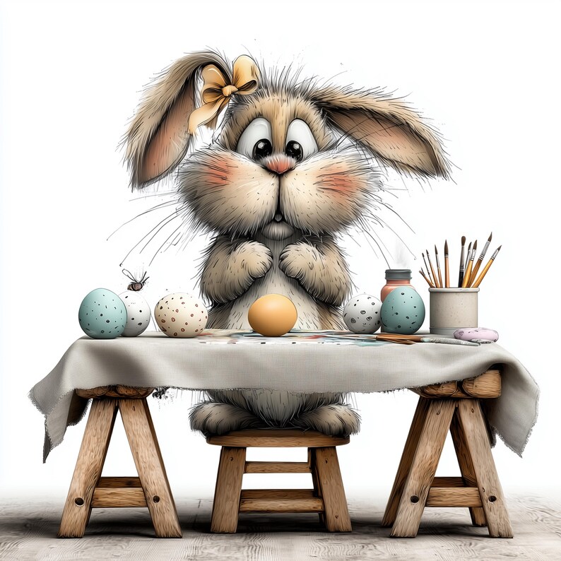 Easter Clipart Bunny Bundle PNG JPG (34), Cute Bunny, Baby Chick & Baby ...