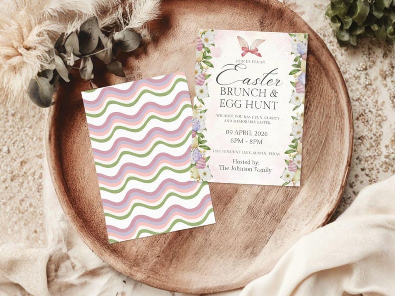 Easter Brunch Invitation Printable, Egg Hunt Invite, Editable Bunny ...