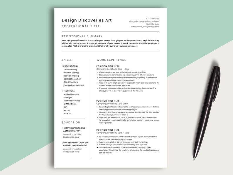 Clean Resume Template 2026 | Minimalist Executive Resume | Google Docs ...