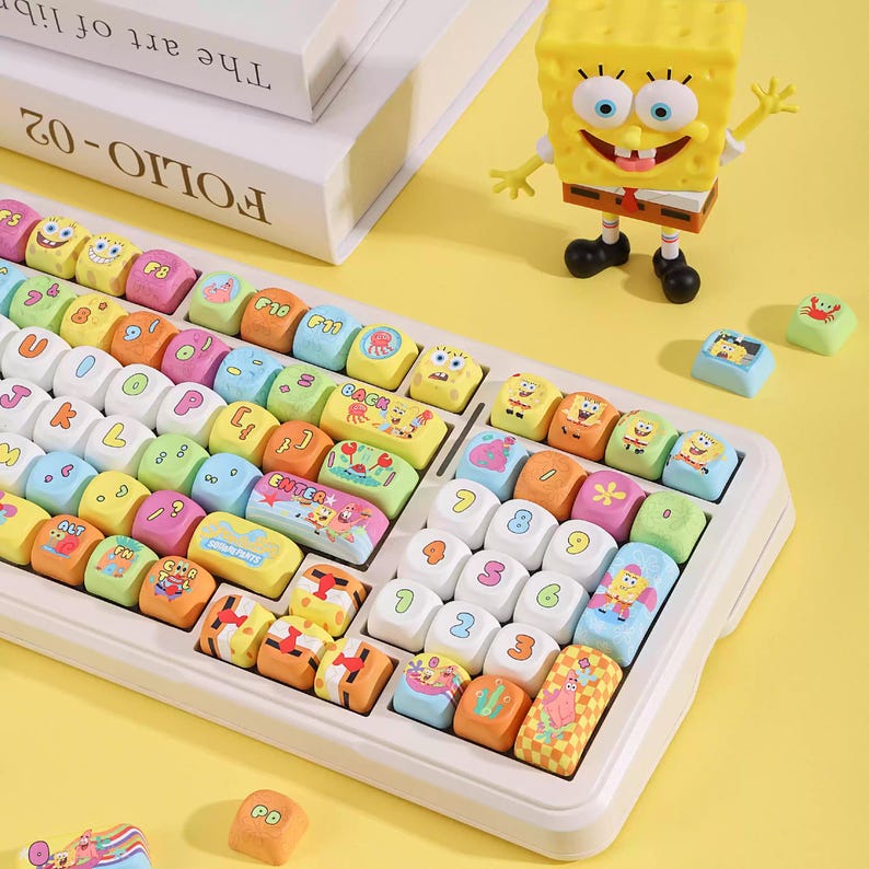 Spongebob Cartoon Artisan Keycap Set, Cute Kawaii Keycaps for ...