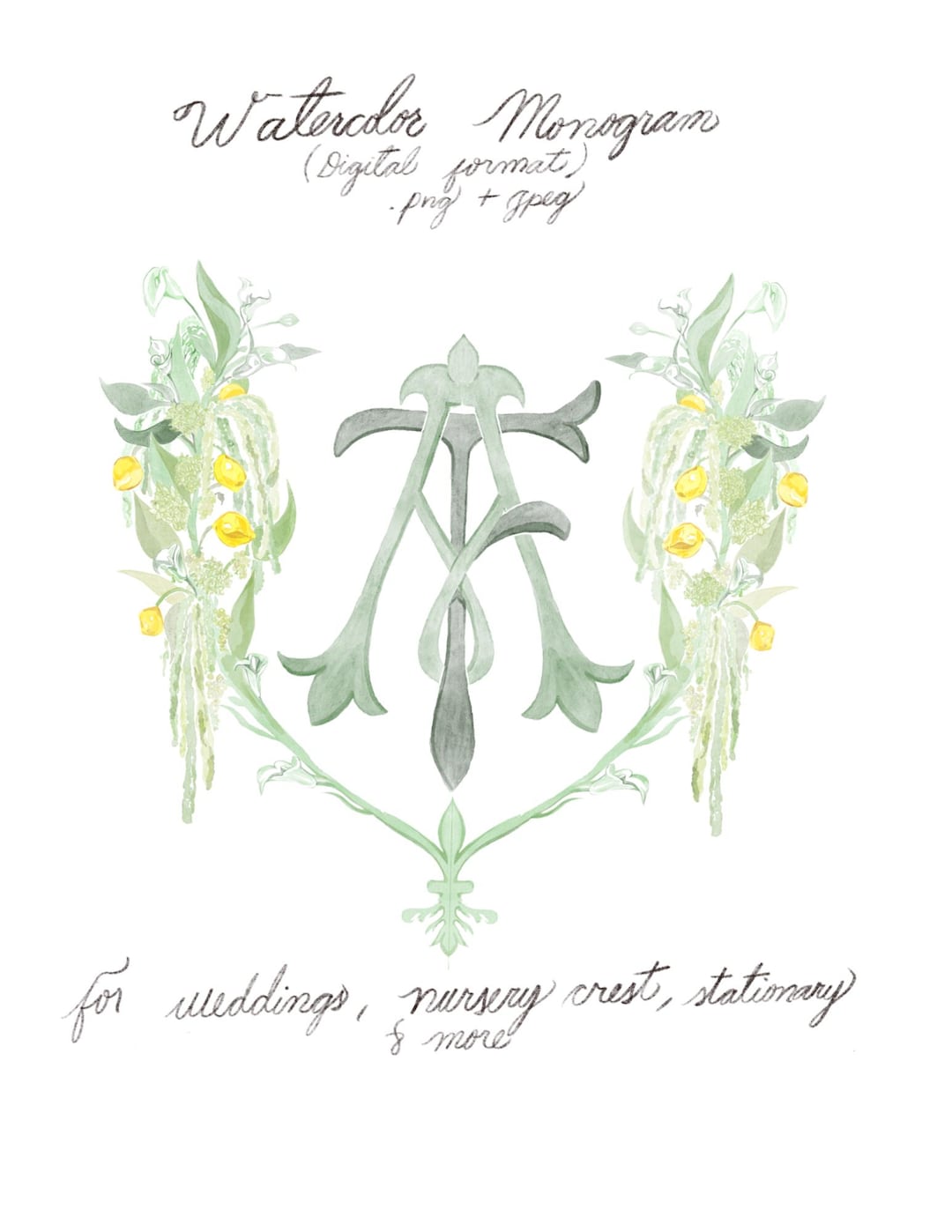 HAND DRAWN MONOGRAM | for Weddings | Birthdays | Nursery | Drawn to ...