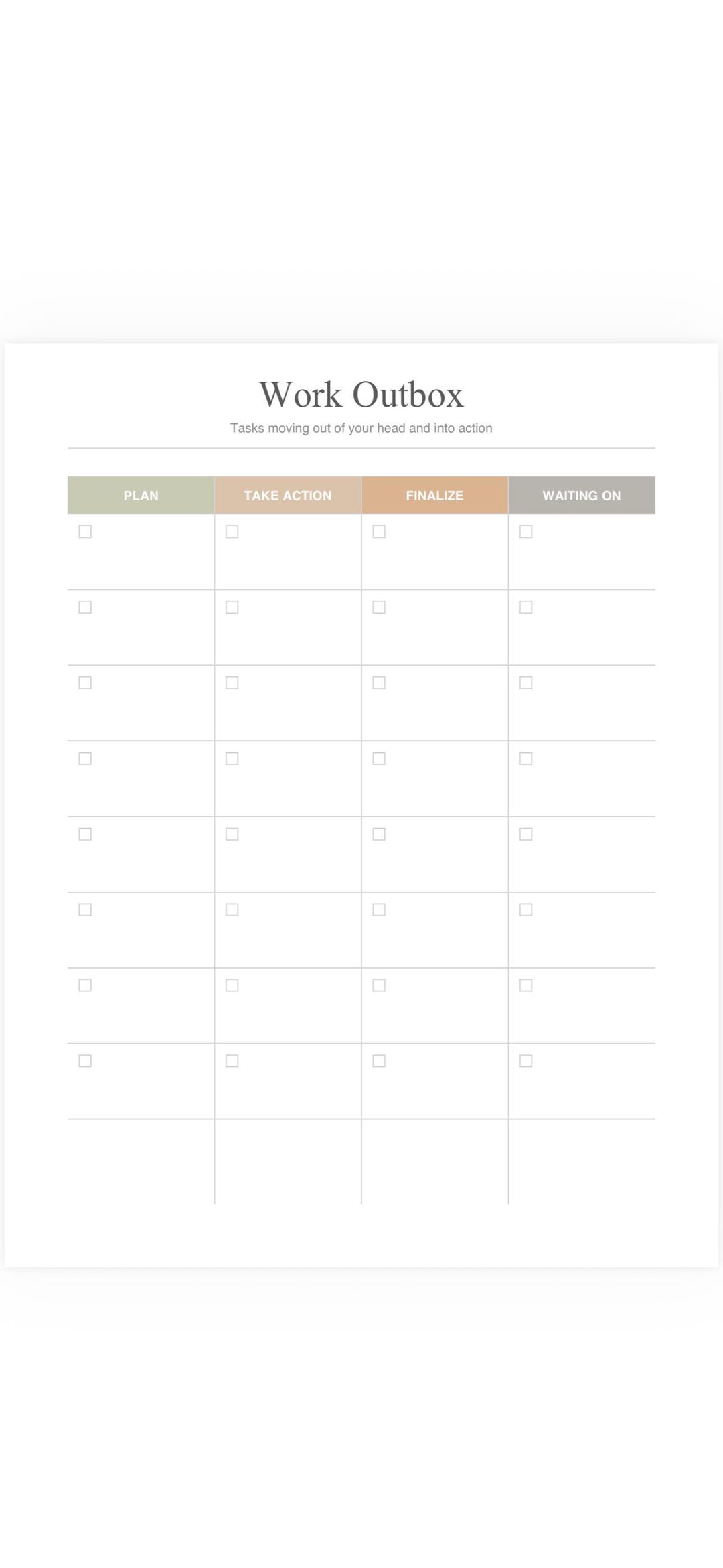 Work Outbox Printable | Priority Task Planner | Plan, Take Action ...