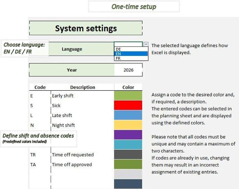 Vacation, Staff & Shift Planner Excel 2026 – Annual Calendar (german ...