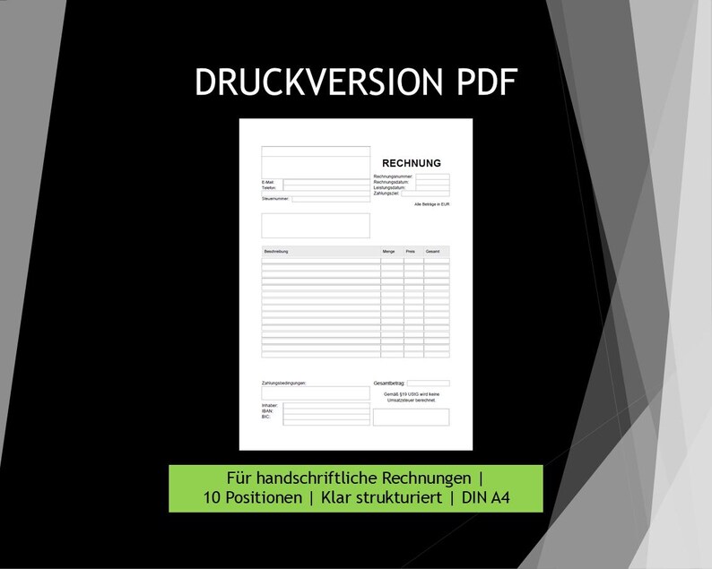 German Invoice Template Small Business §19 Ustg | Invoice Without VAT ...