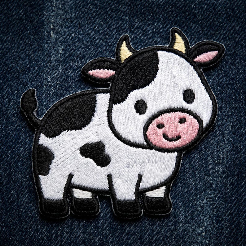 Cow Embroidered Patch, Cute Farm Cow Iron on Sew on Applique, Funny ...