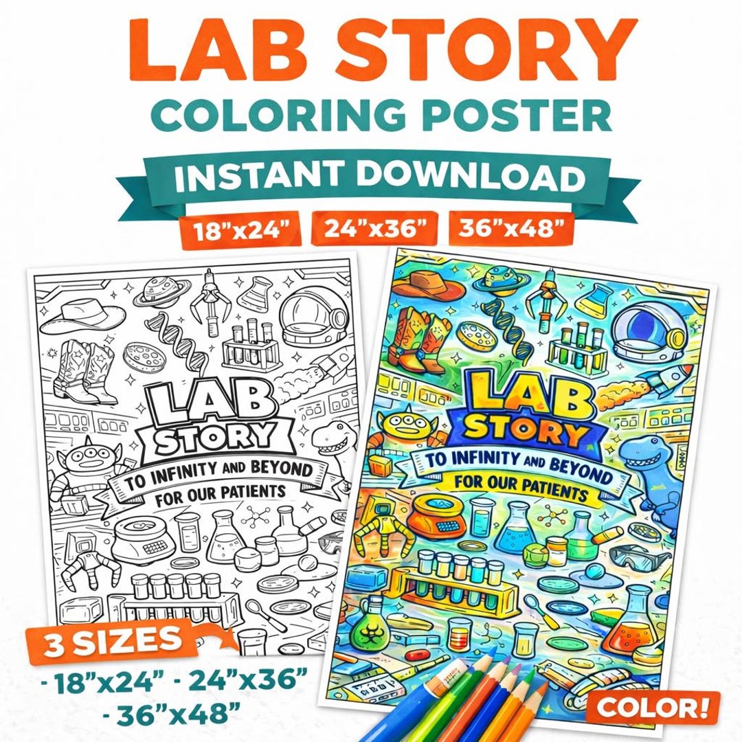 Lab Week 2026 Coloring Poster | Space Theme Team Activity (instant ...
