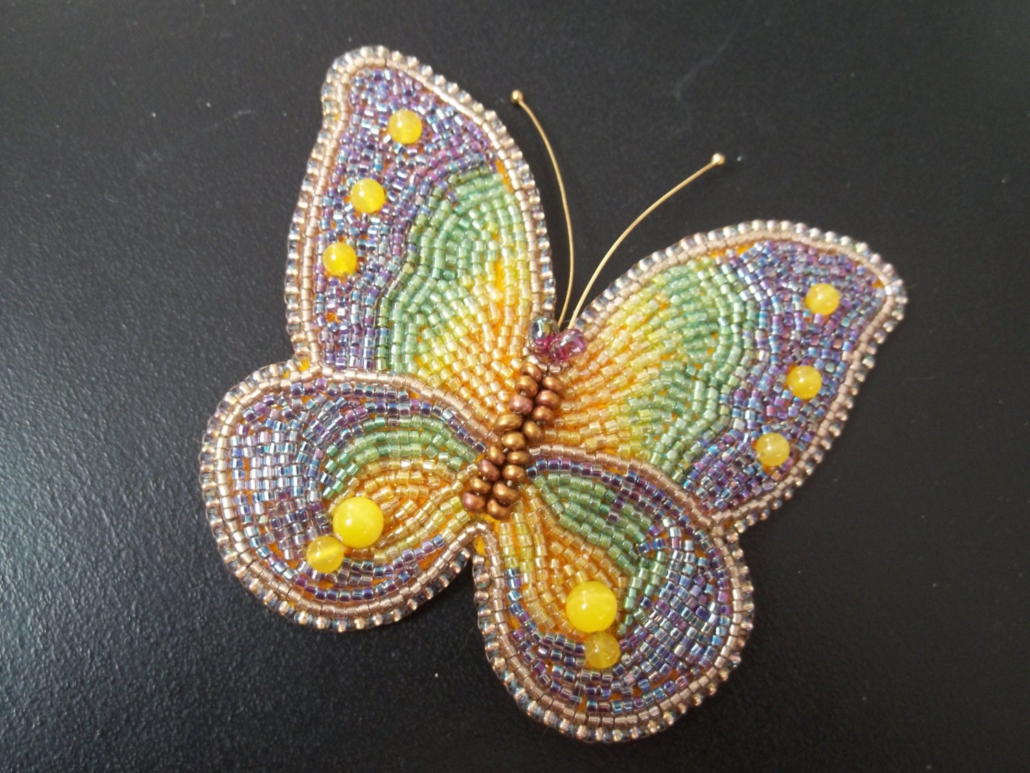Butterfly Brooch. Beaded Butterfly Brooch. Beaded Insect Brooch. Bead ...