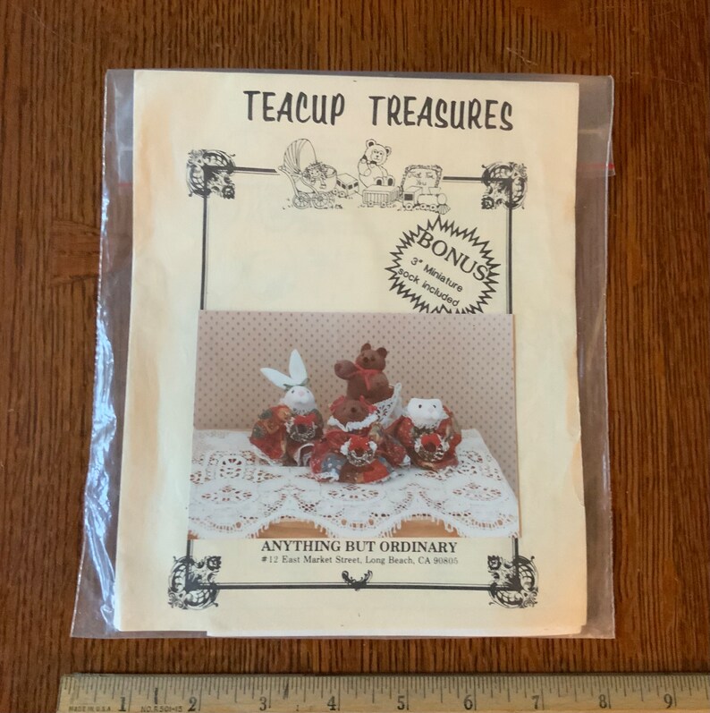Vintage Teacup Treasures - Sewing Pattern Bears, Rabbit and Cat 1983, With 1 Sock. - Etsy