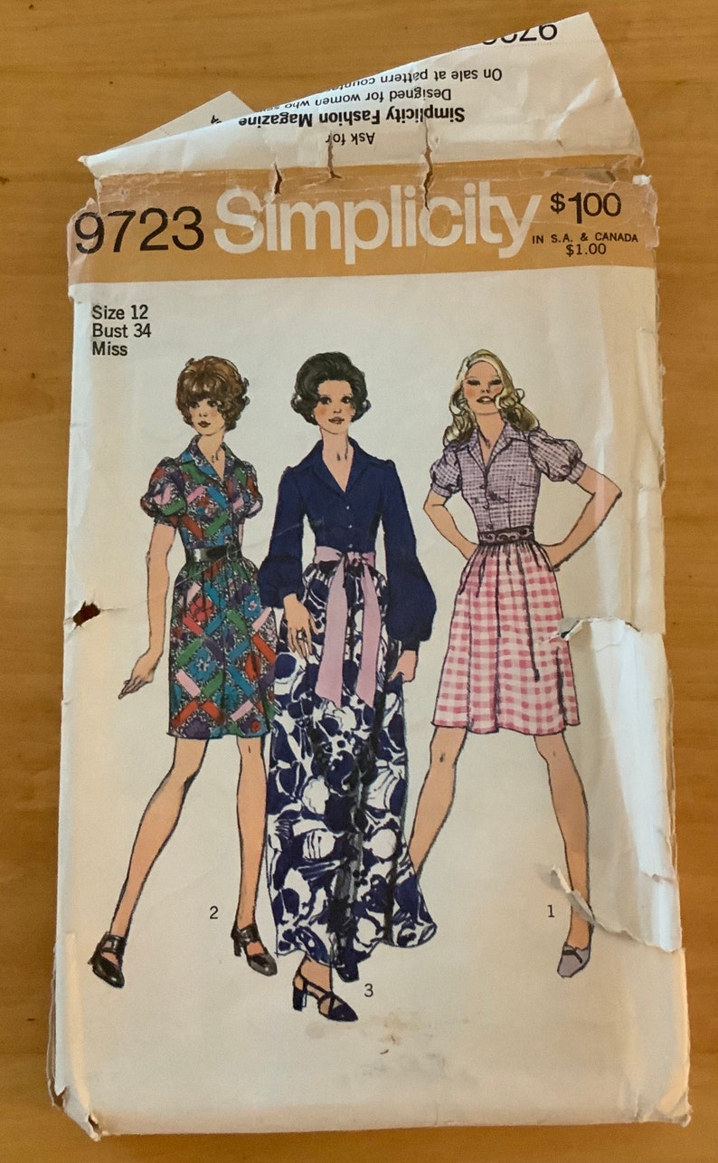 Simplicity Vintage Sewing Pattern 9723 Misses Size 12 Step in Shirt ...