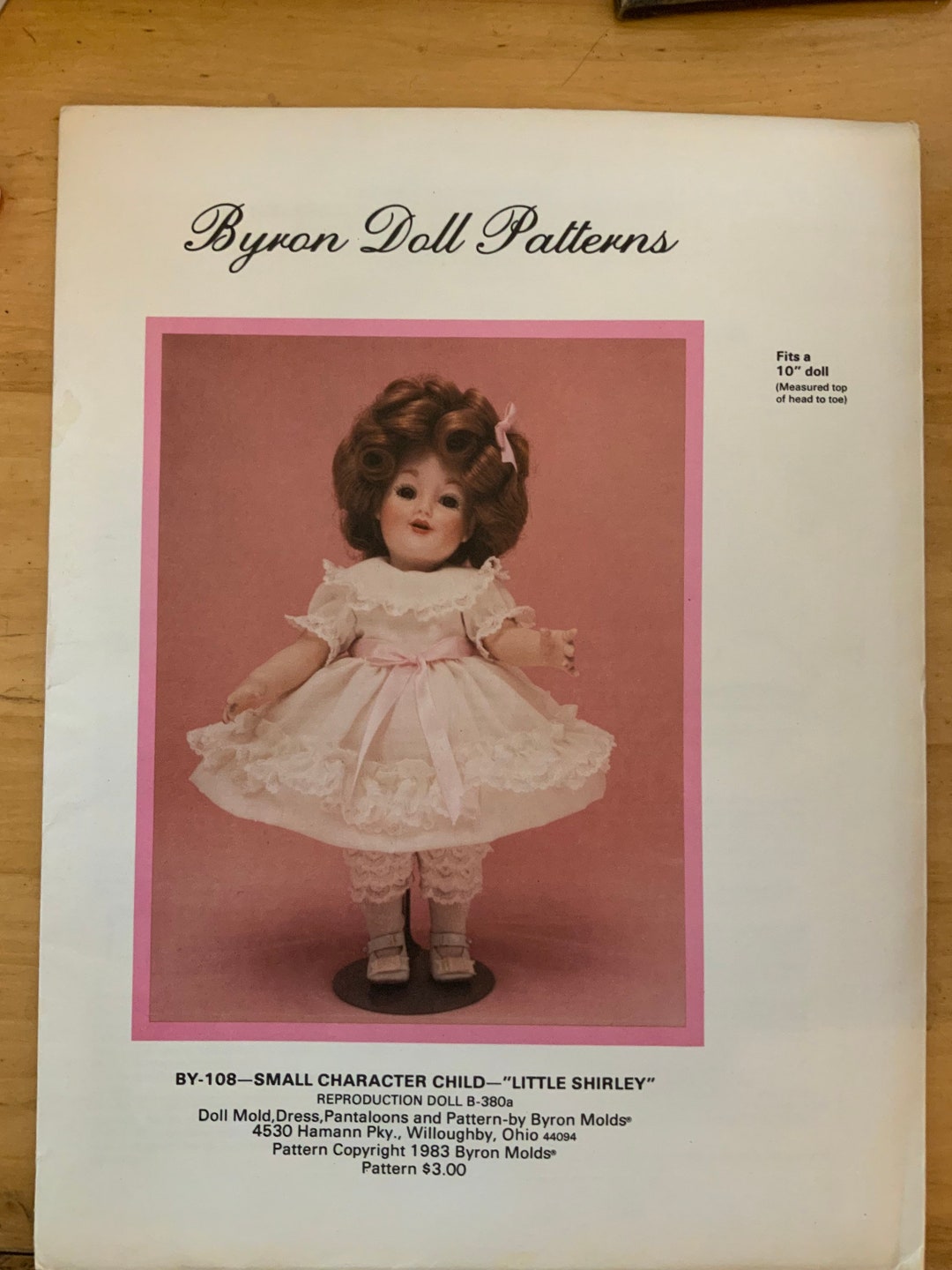 Byron Doll Patterns - Little Shirley BY-108 10 Inch Doll Dress and ...