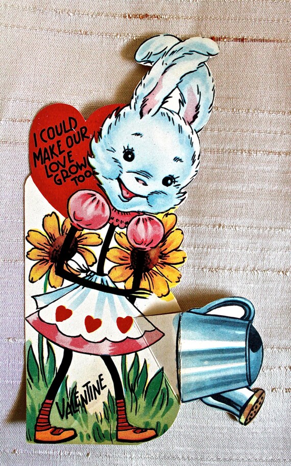 Vintage Rabbit Valentine | Etsy