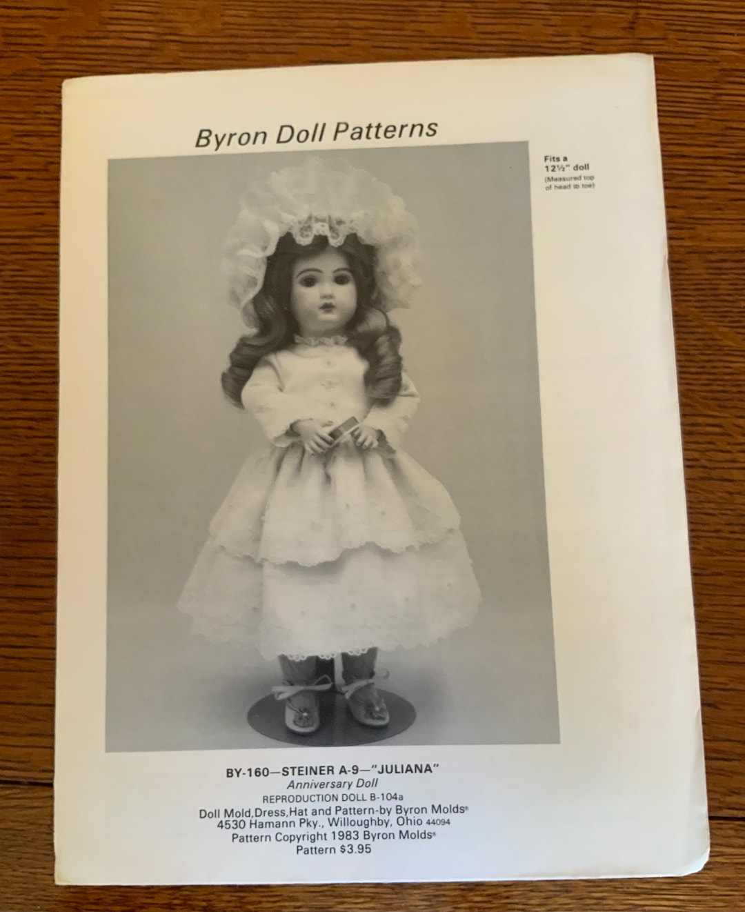 Byron Doll Patterns - Steiner A-9 - Julianna, BY-160 12.5 Inch Doll ...