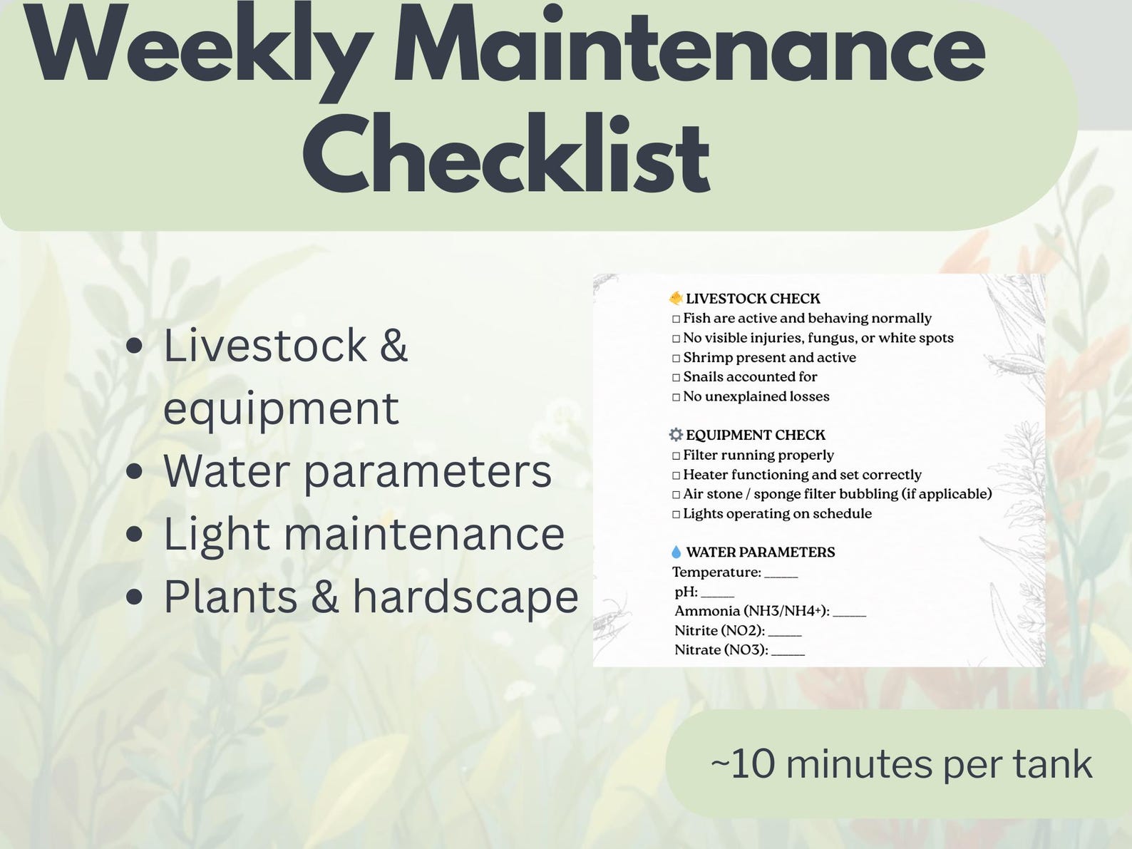 Aquarium Log & Maintenance Checklist | Aquascaping and Fish Tank ...