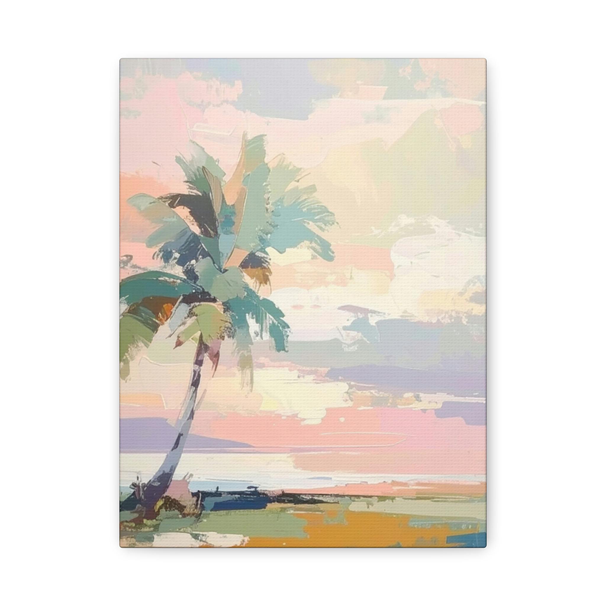 Pastel Palm Tree Coastal Painting Matte Canvas - Etsy