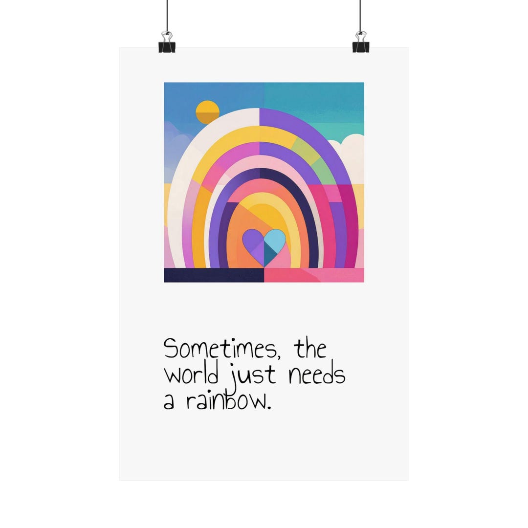 Rainbow Inspirational Poster | Gift Rainbow Heart Art - Etsy
