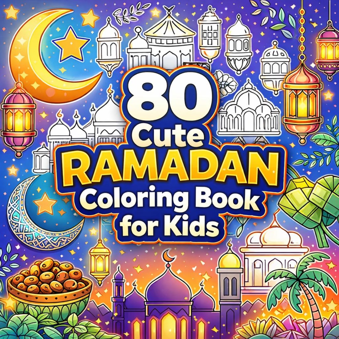 80 Ramadan Coloring Book for Kids, Islamic Coloring Pages, Ramadan ...