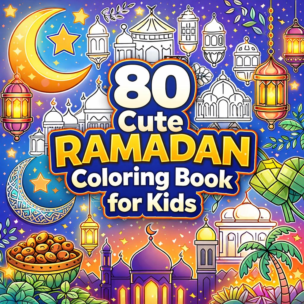 80 Ramadan Coloring Book for Kids, Islamic Coloring Pages, Ramadan ...