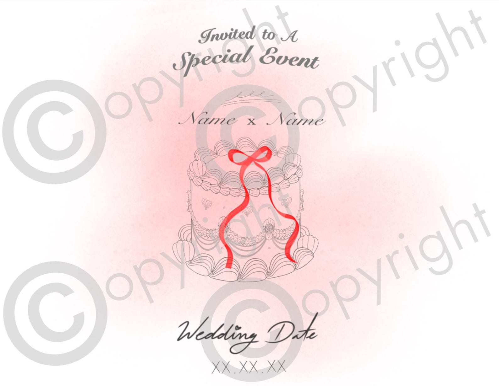 Wedding Invitation Cake Design Template - Etsy