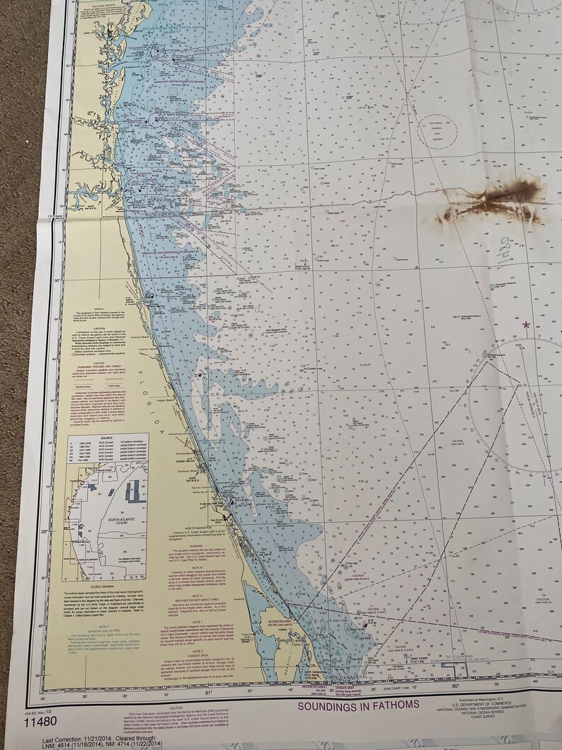 Nautical Chart Charleston Light to Cape Canaveral Florida Navigational ...