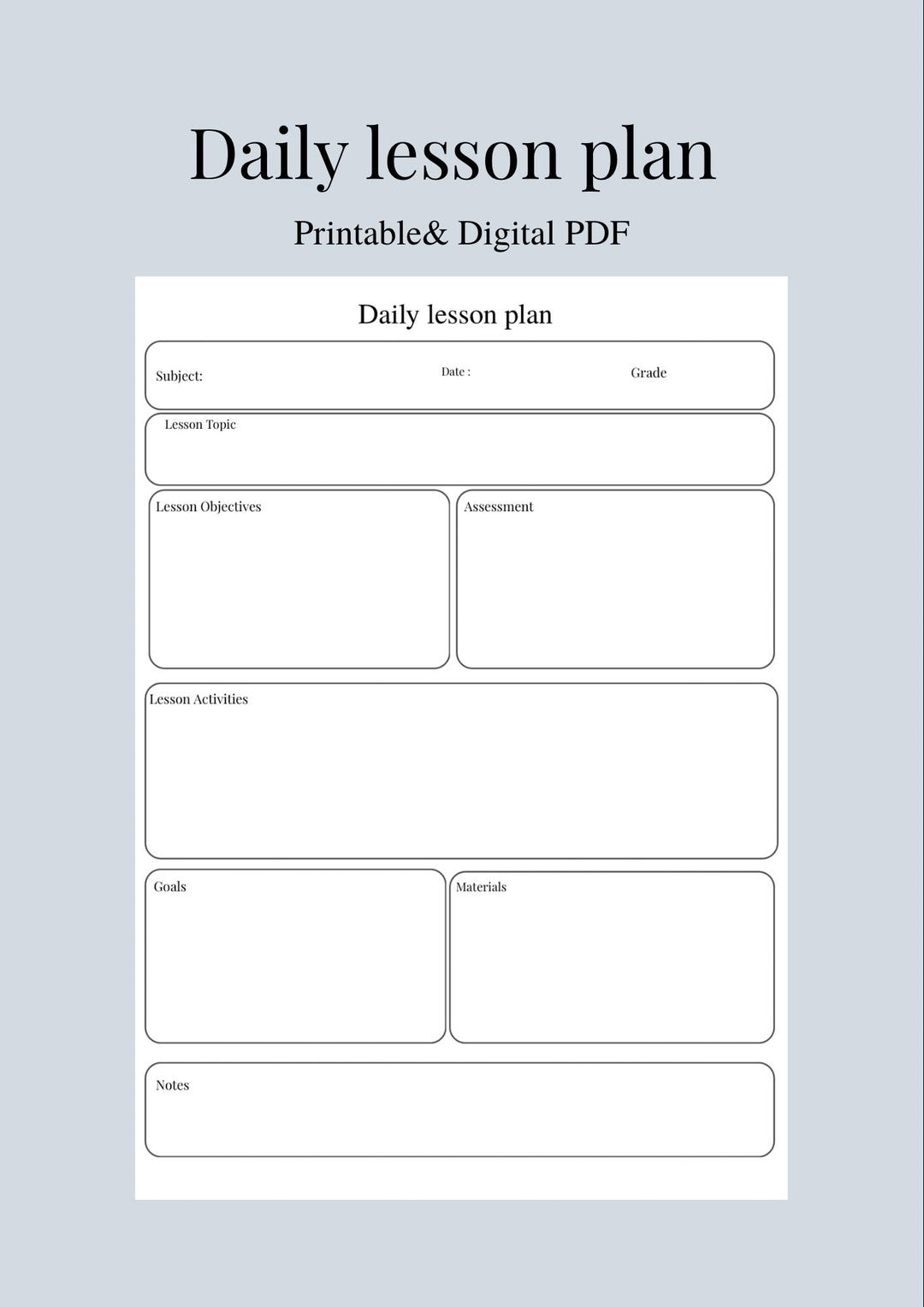 Daily Lesson Plan Printable & Digital | Teacher Lesson Planner PDF ...