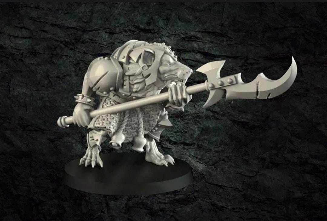Halberdier Rat Miniature STL | Fantasy Warrior Rat Figure | 3D ...