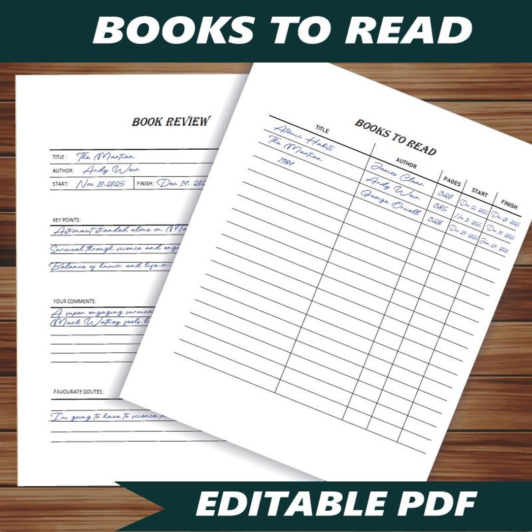 Reading Log Printable | Book Review Template (A4, A5, Half Letter) (PDF ...
