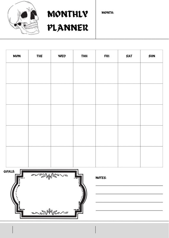 Simple Gothic Planner Pages Download | Etsy