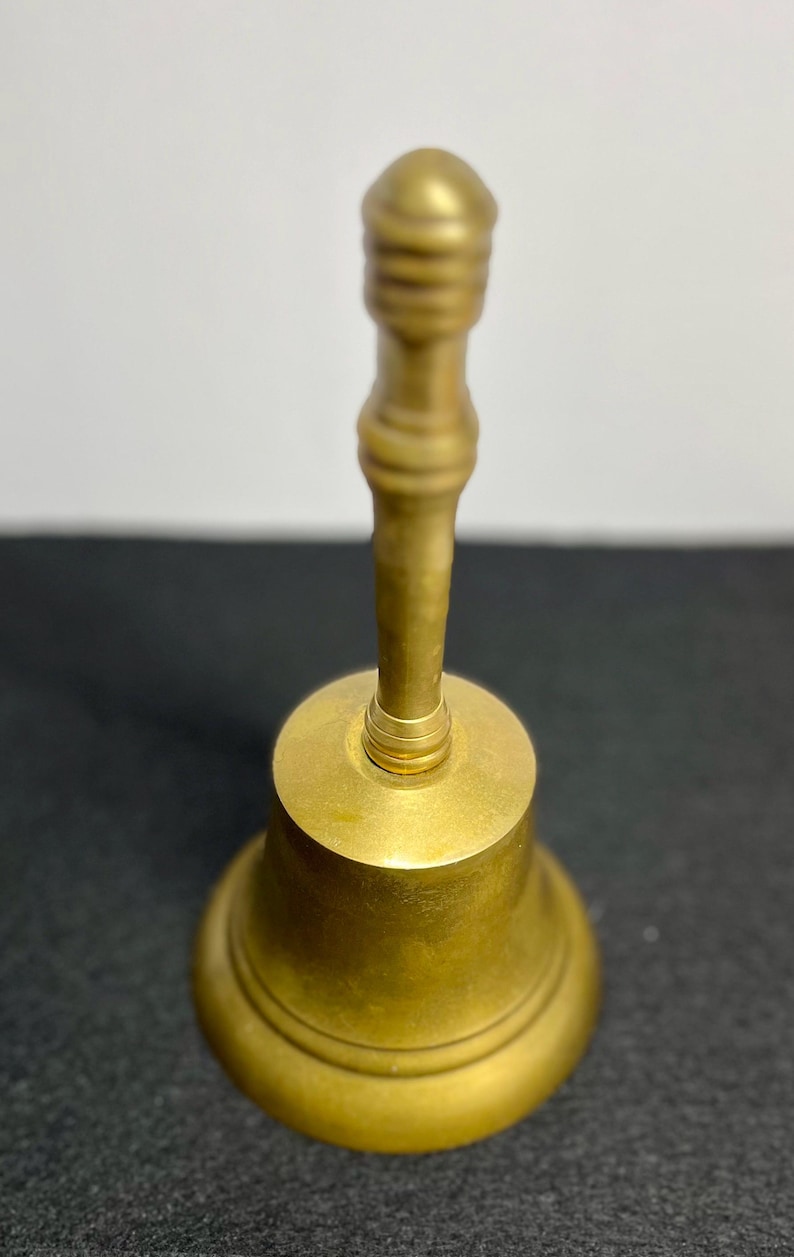 Vintage Brass School Bell, 7.5 Inch Handheld Dinner Bell - Etsy