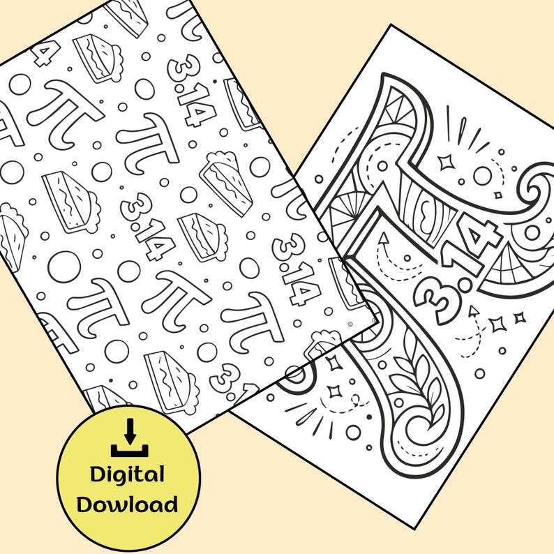 Pi Day Coloring Pages – Math Crown Craft, Circle & 3.14 Sheets (digital ...