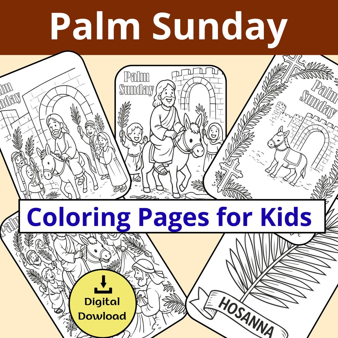 Palm Sunday Coloring Pages for Kids | Jesus Entry Jerusalem (digital ...