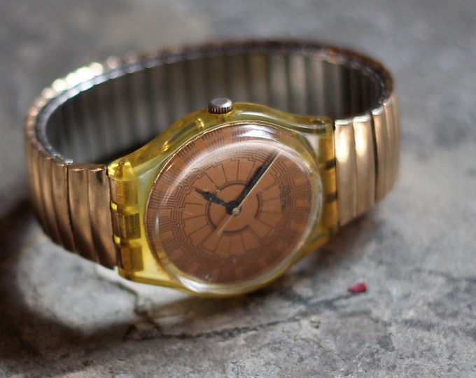 Vintage Swatch Watch Copper Face Grey Hands 1990 - Etsy