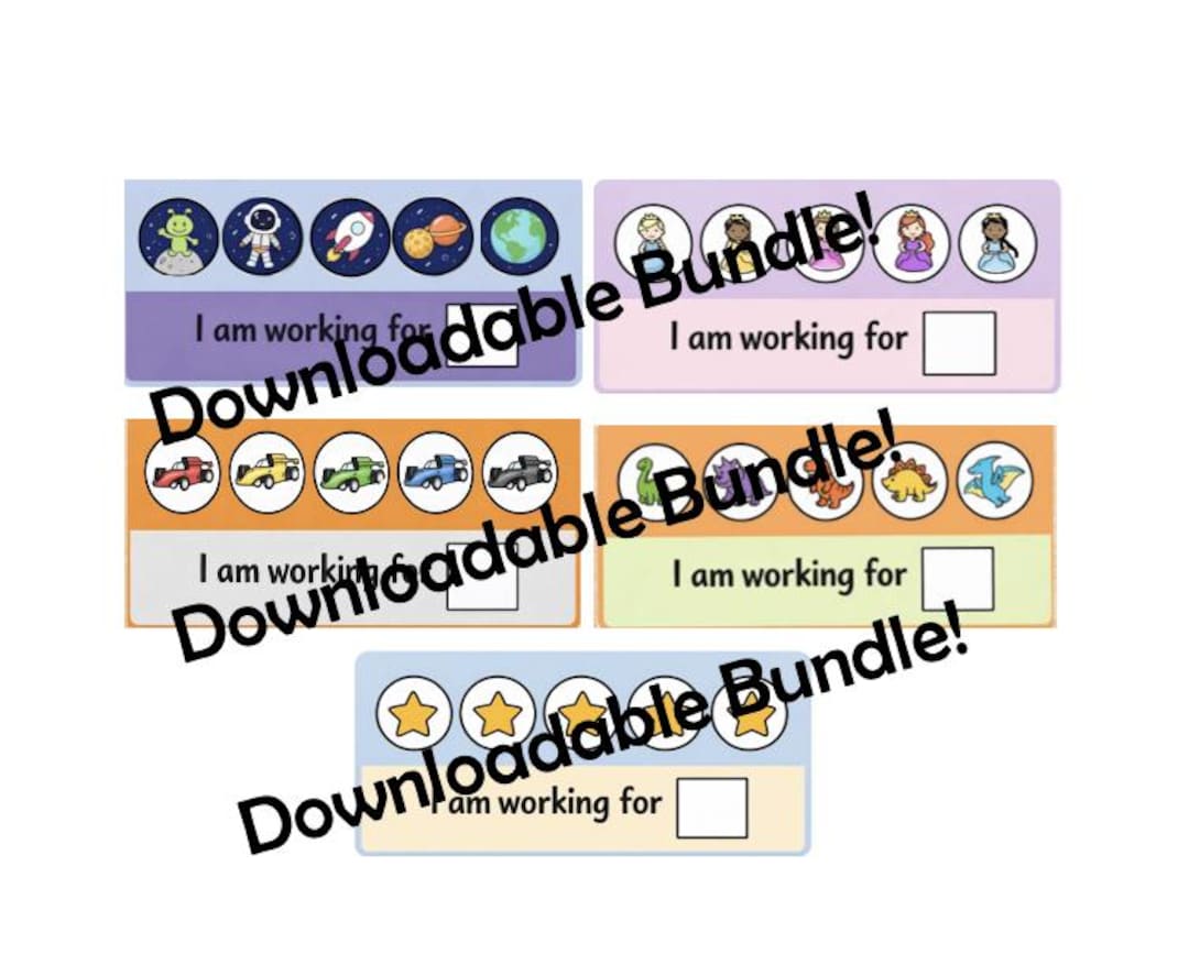 ABA Token Board Bundle | Dinosaur, Space, Princess, Race Car & Star ...