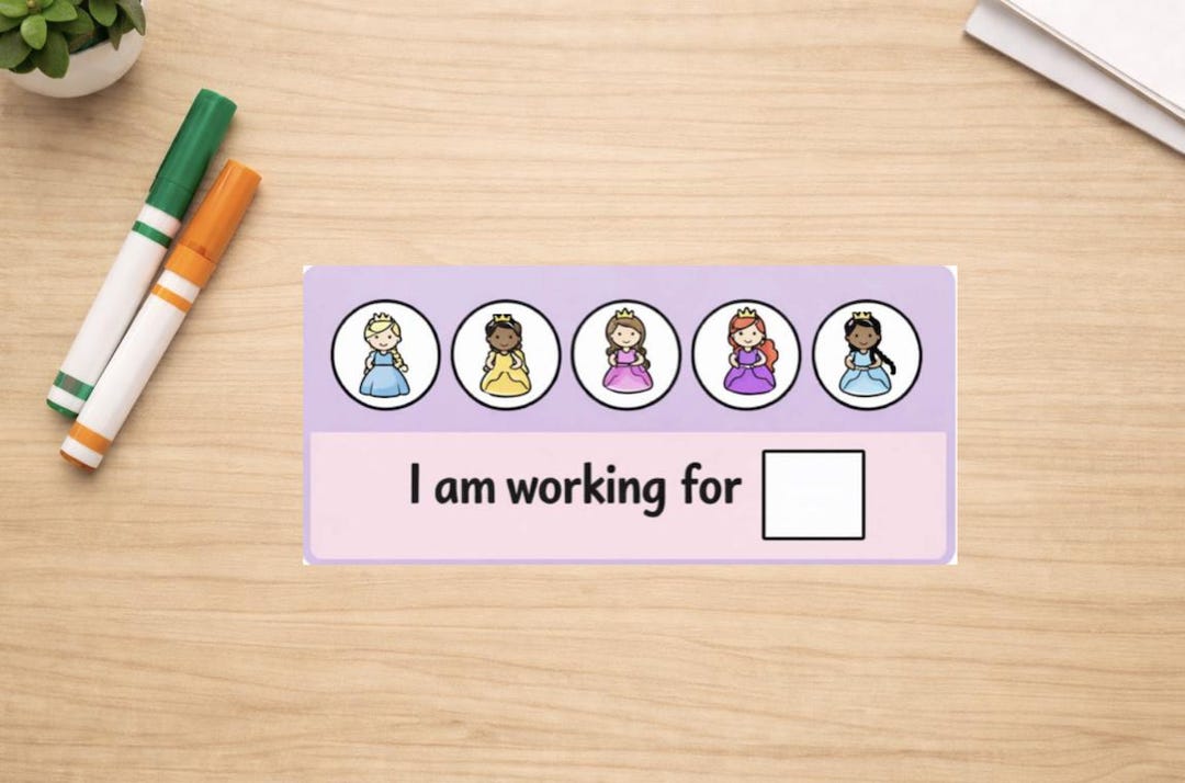 Princess Token Board for Autism | ABA 5 Token Reinforcement Chart ...