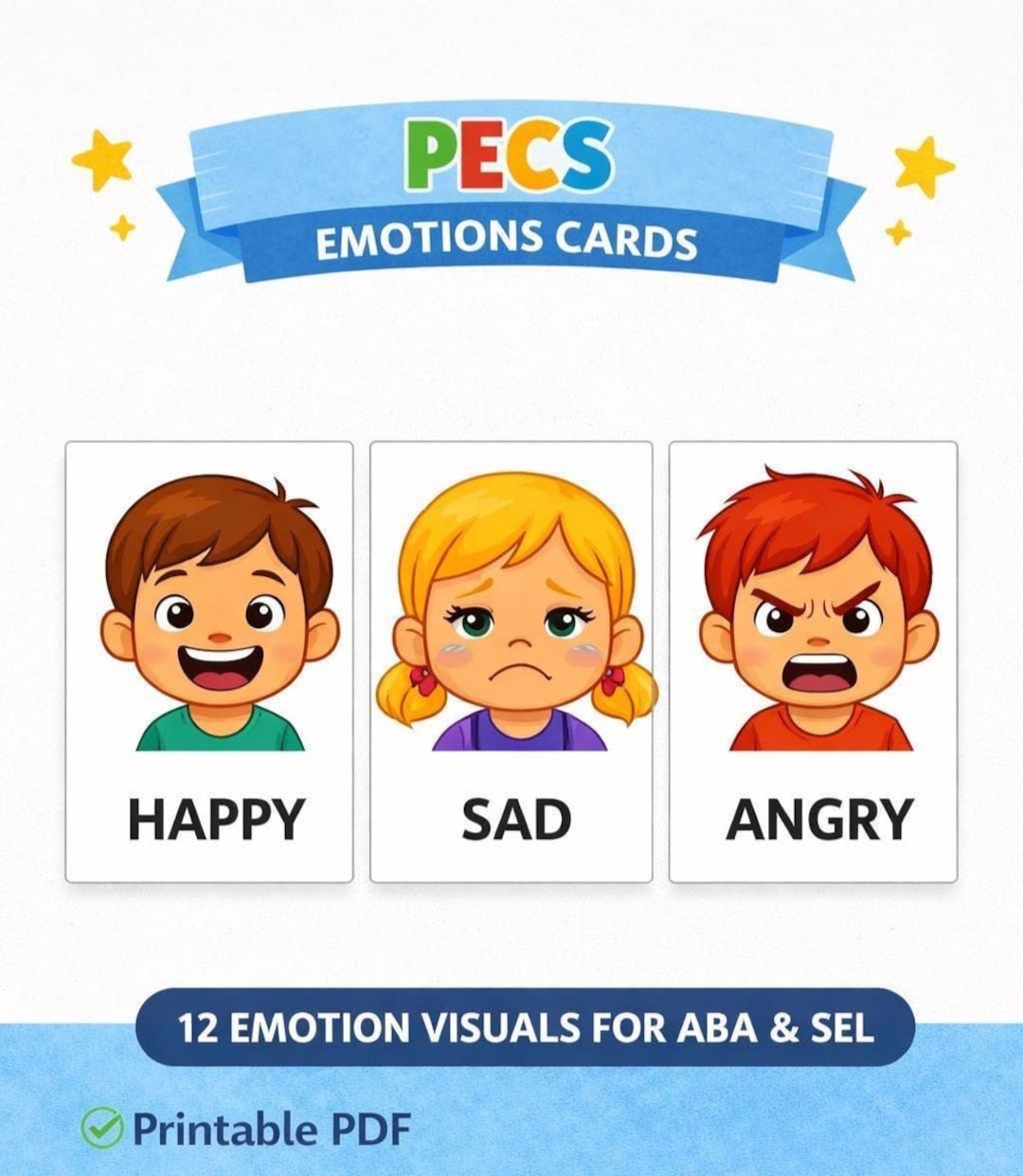 Tarjetas de emociones PECS imprimibles / Aprendizaje socioemocional ...