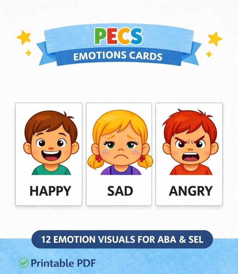 Tarjetas de emociones PECS imprimibles / Aprendizaje socioemocional ...