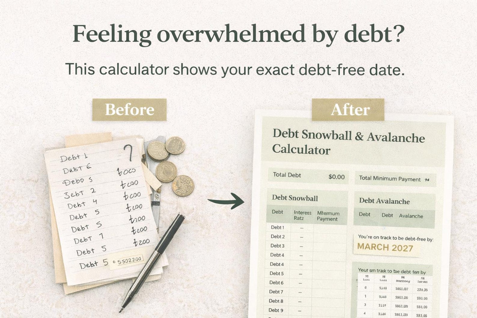 Debt Payoff Calculator | Snowball & Avalanche Spreadsheet | Get Out of ...